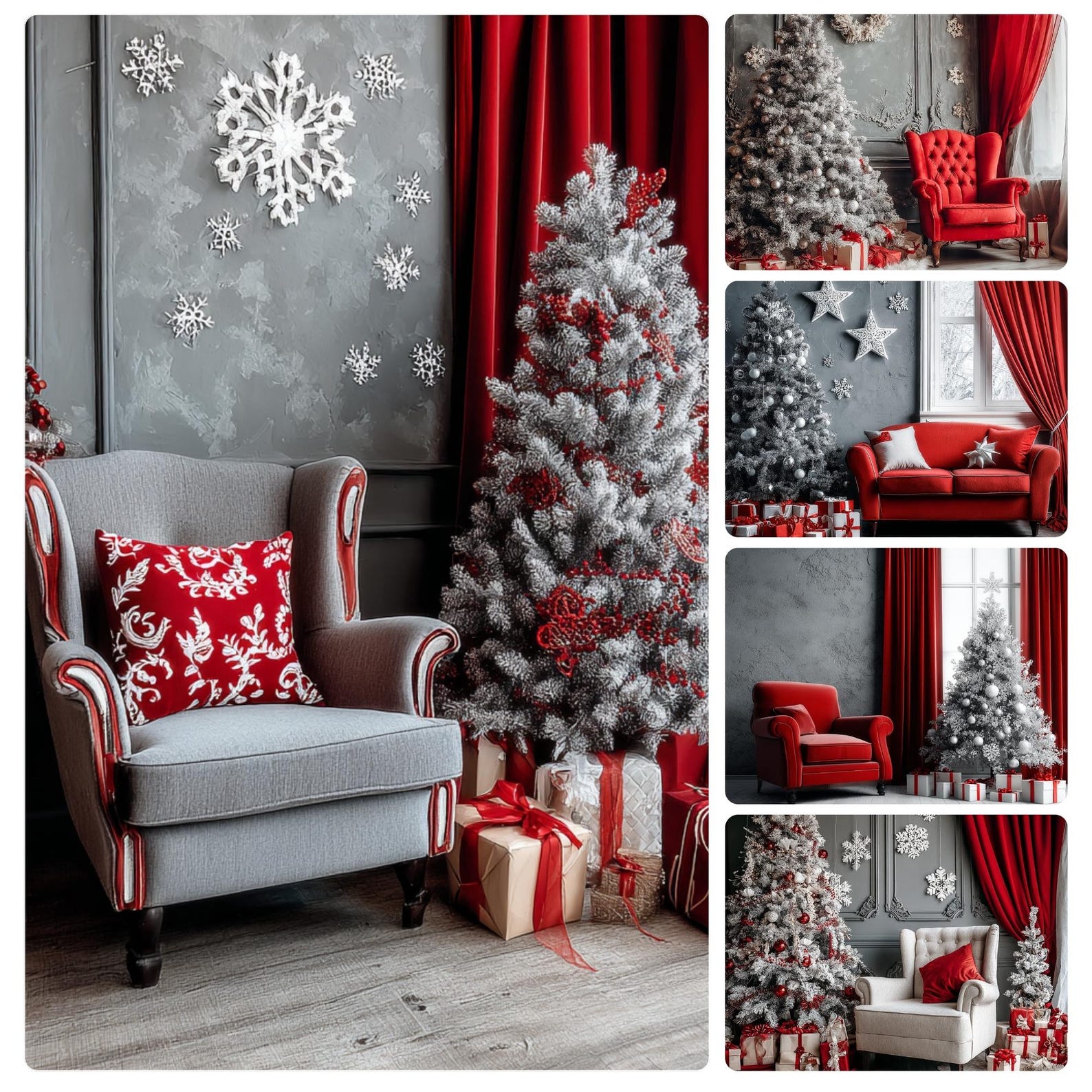 Christmas Red Room Digital Backdrop: Winter Holiday Photography (JPG ...