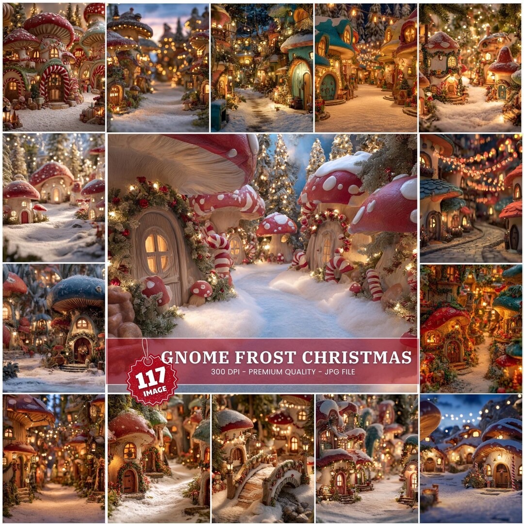 Gnome Forest Christmas Digital Backdrop for Holiday Photo Editing ...