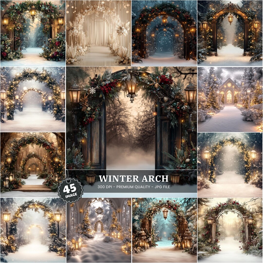 Winter Arch Backdrops | Festive Holiday Candy Cane Archway Scenes ...
