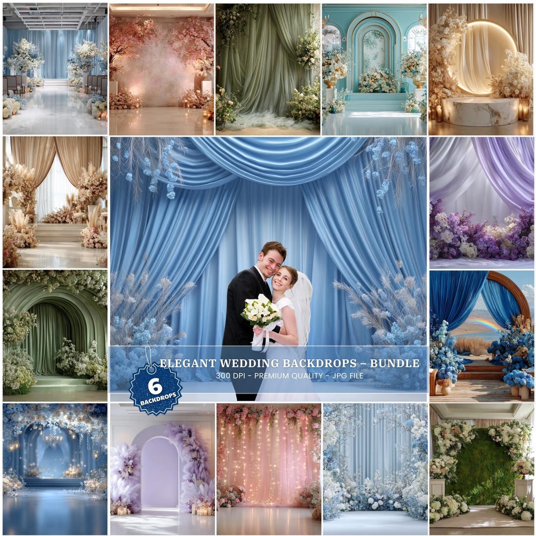 Wedding Digital Backdrop Bundle (488 JPG), Floral Arch Ceremony ...