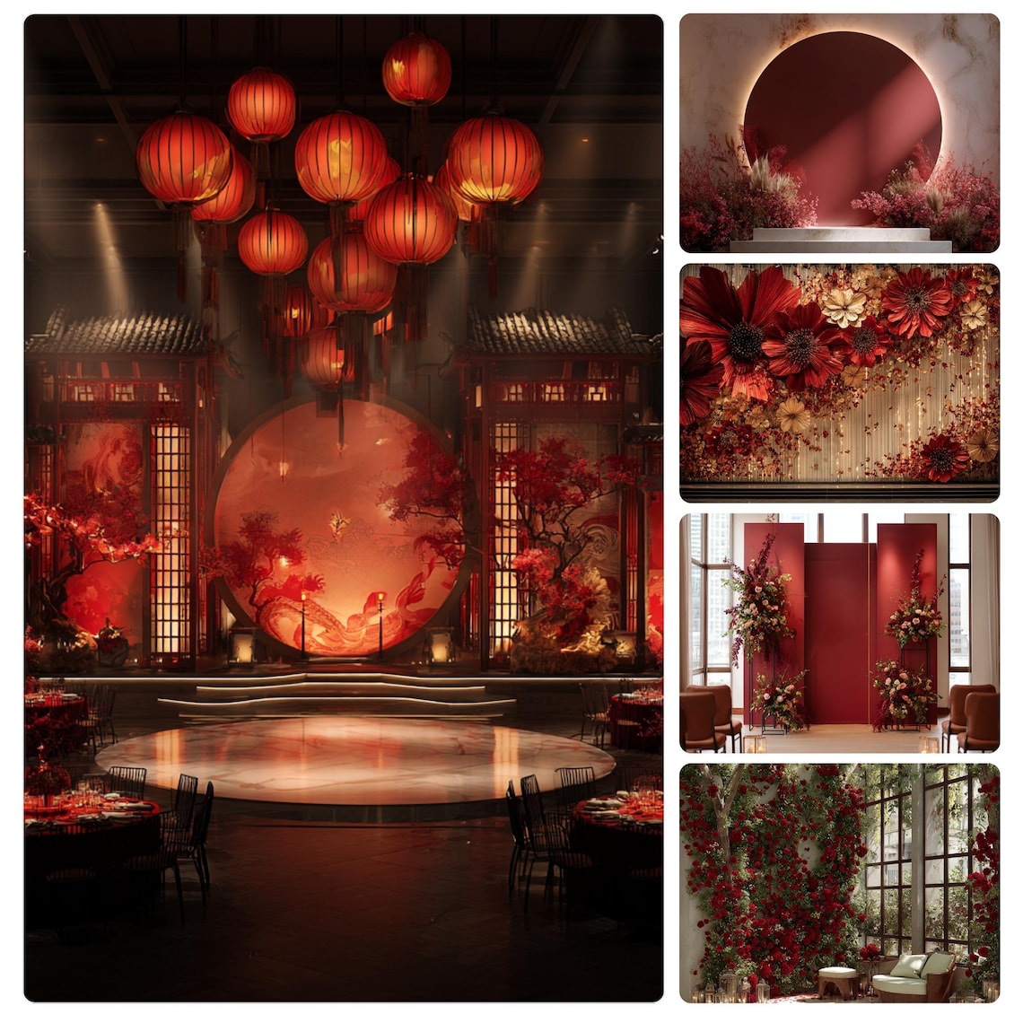 Red Wedding Digital Backdrop for Romantic Photo Editing, Elegant ...