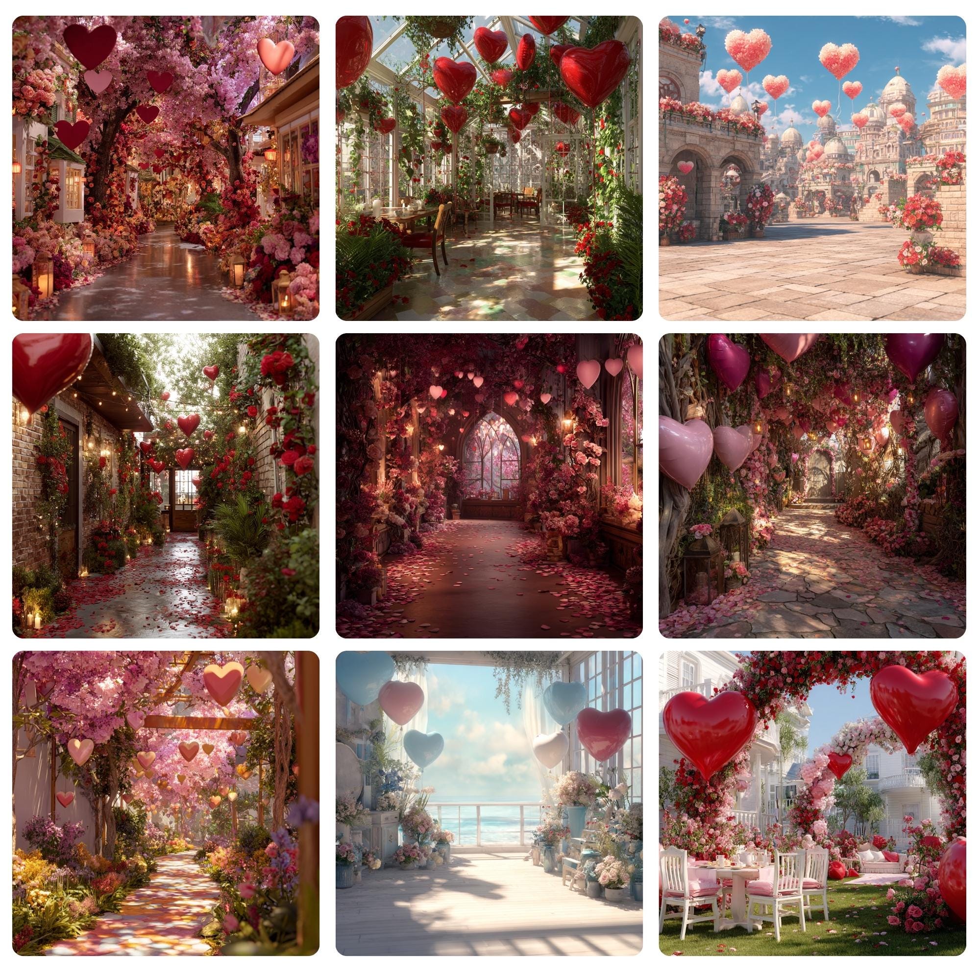 Romantic Valentine’s Day Digital Backdrops for Love Themed Designs - Etsy