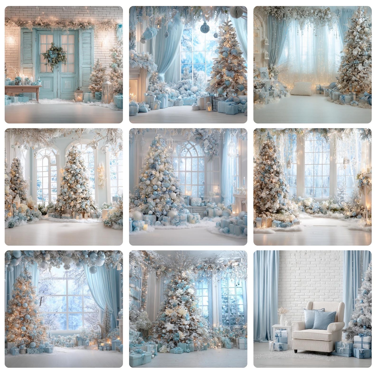 Light Blue Christmas Digital Backdrop: Family Photography Bundle - Etsy