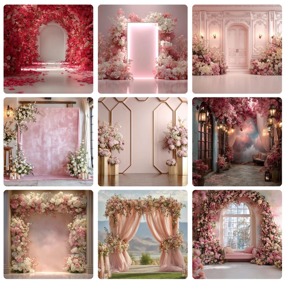 Romantic Pink Wedding Digital Backdrop for Photoshop Editing, Blush ...