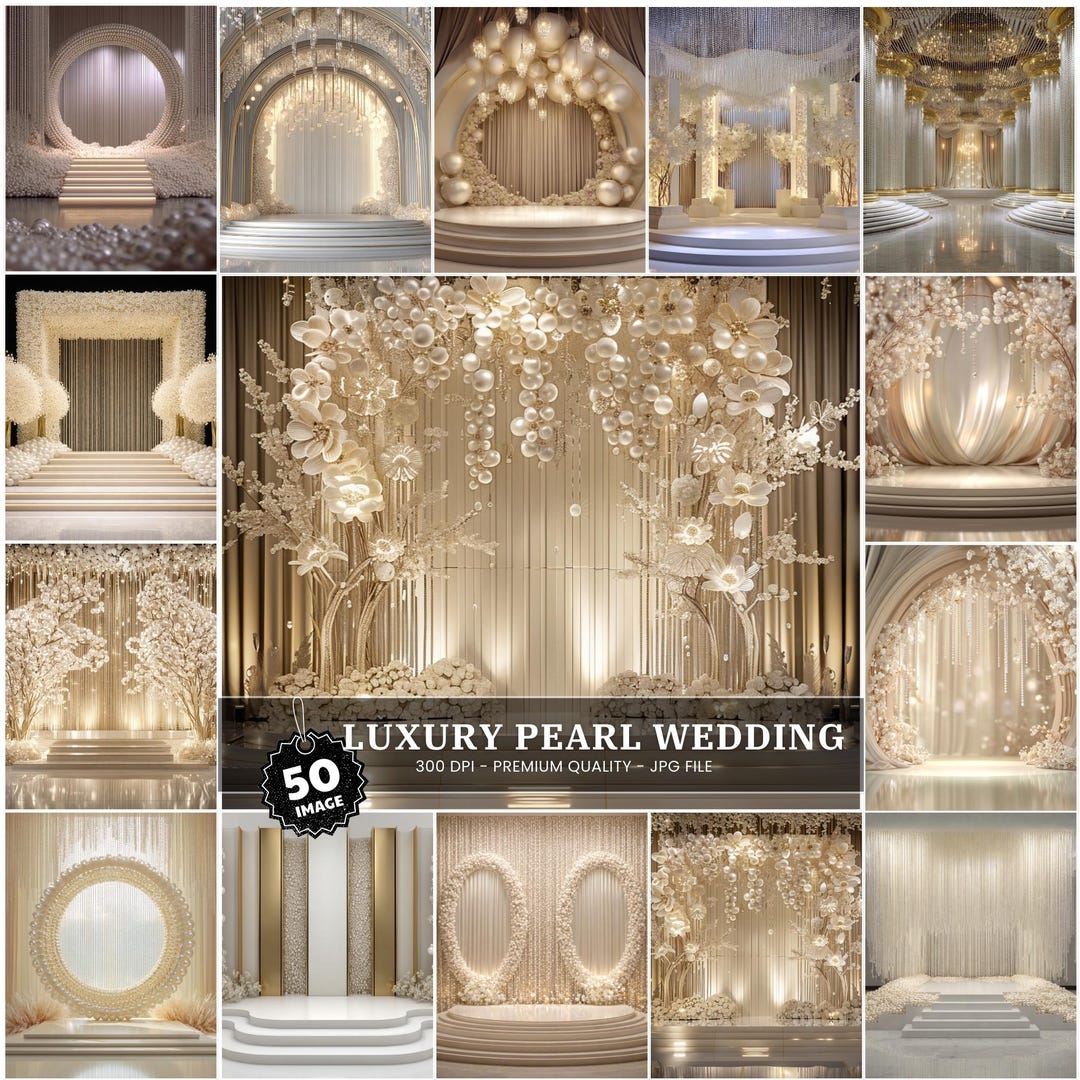 Luxury Pearl Wedding Backdrops | Sculptural Ceremony Stage Designs ...