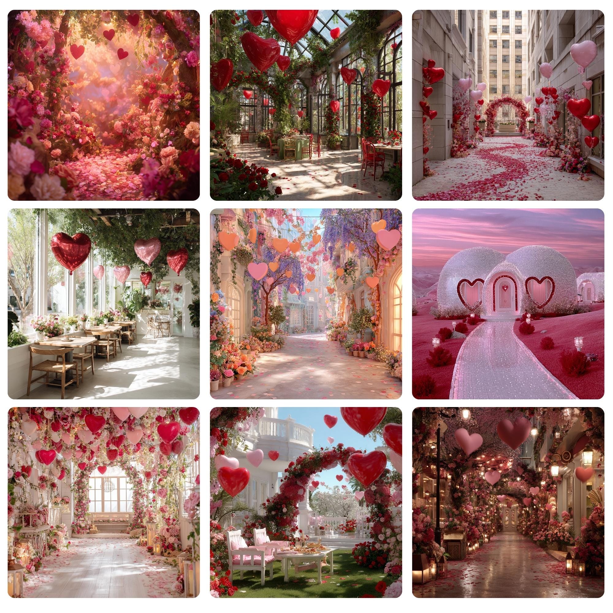 Romantic Valentine’s Day Digital Backdrops for Love Themed Designs - Etsy