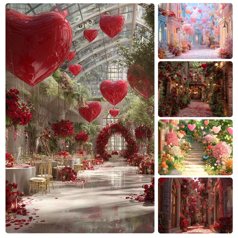 Romantic Valentine’s Day Digital Backdrops for Love Themed Designs - Etsy