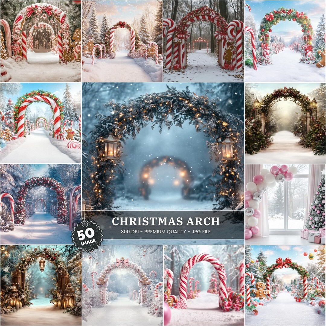 Christmas Arch Backdrops | Festive Holiday Candy Cane Archway Scenes ...