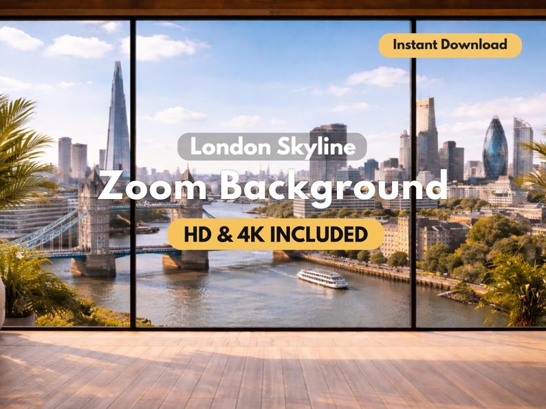 London Skyline Office Zoom Background, Tower Bridge View Virtual ...
