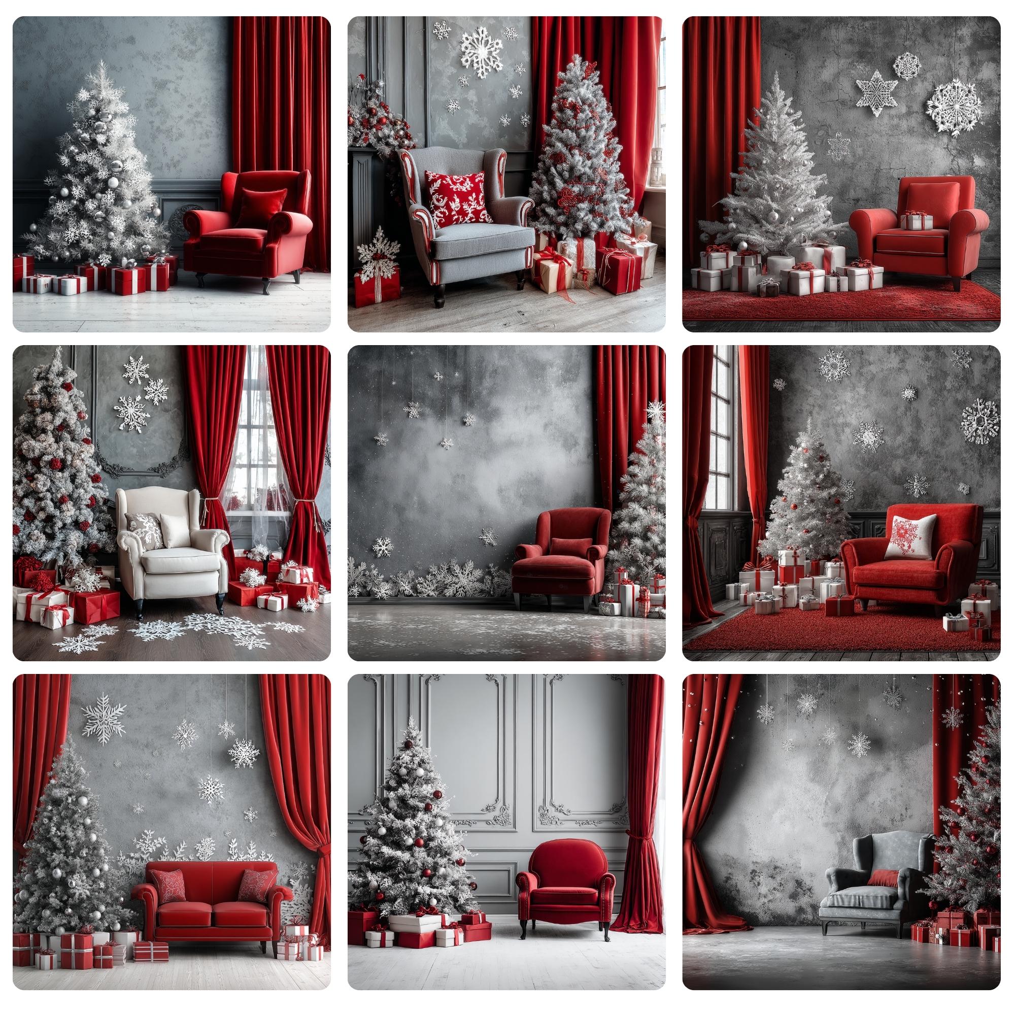 Christmas Red Room Digital Backdrop: Winter Holiday Photography (JPG ...