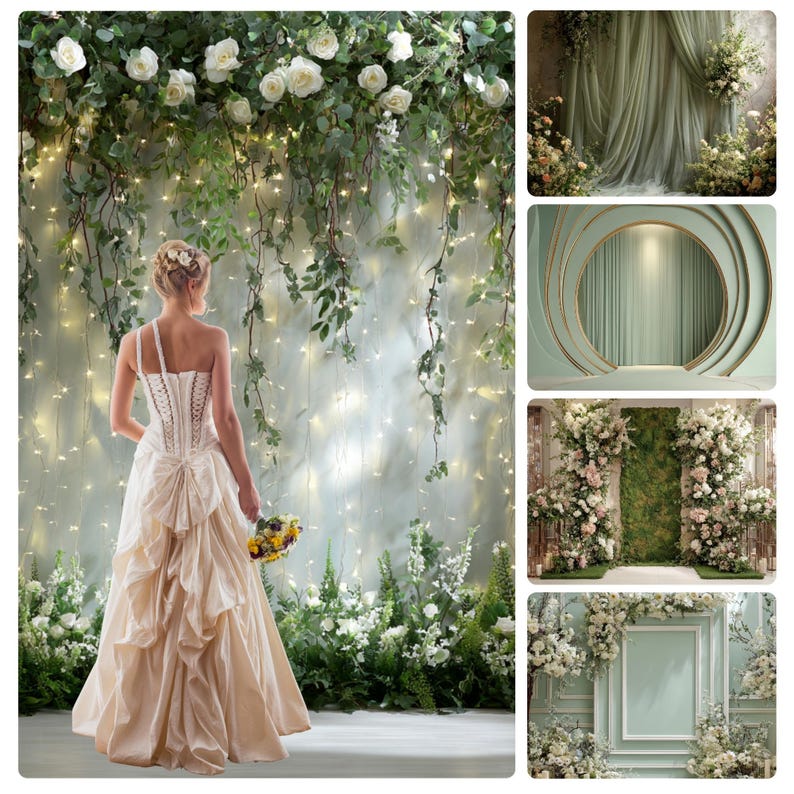 Wedding Digital Backdrop Bundle (488 JPG), Floral Arch Ceremony ...