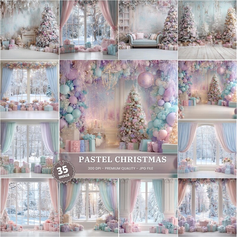 Pastel Christmas Backdrop - Etsy