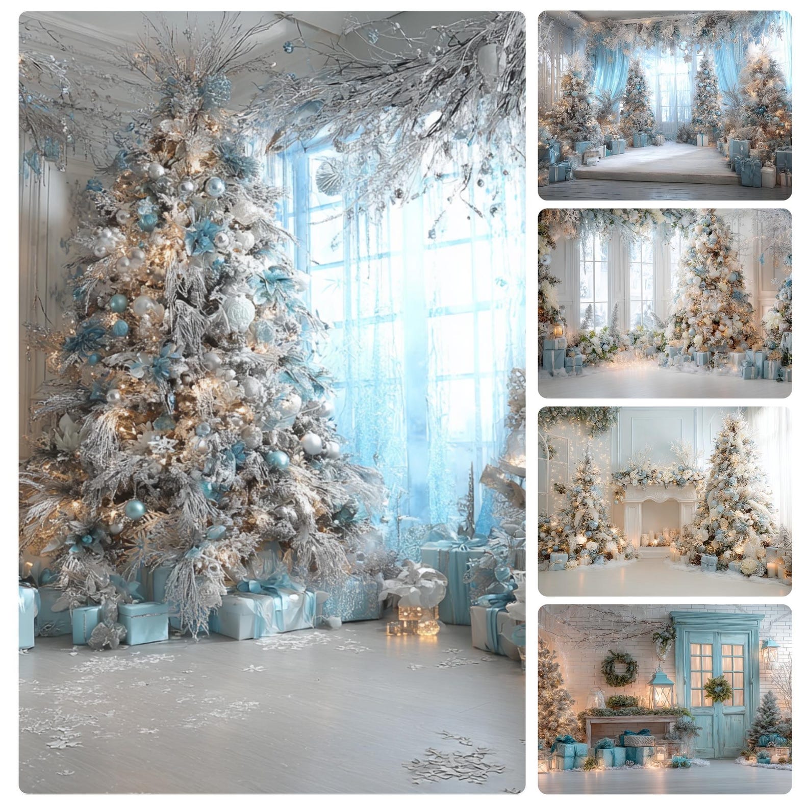 Light Blue Christmas Digital Backdrop: Family Photography Bundle - Etsy