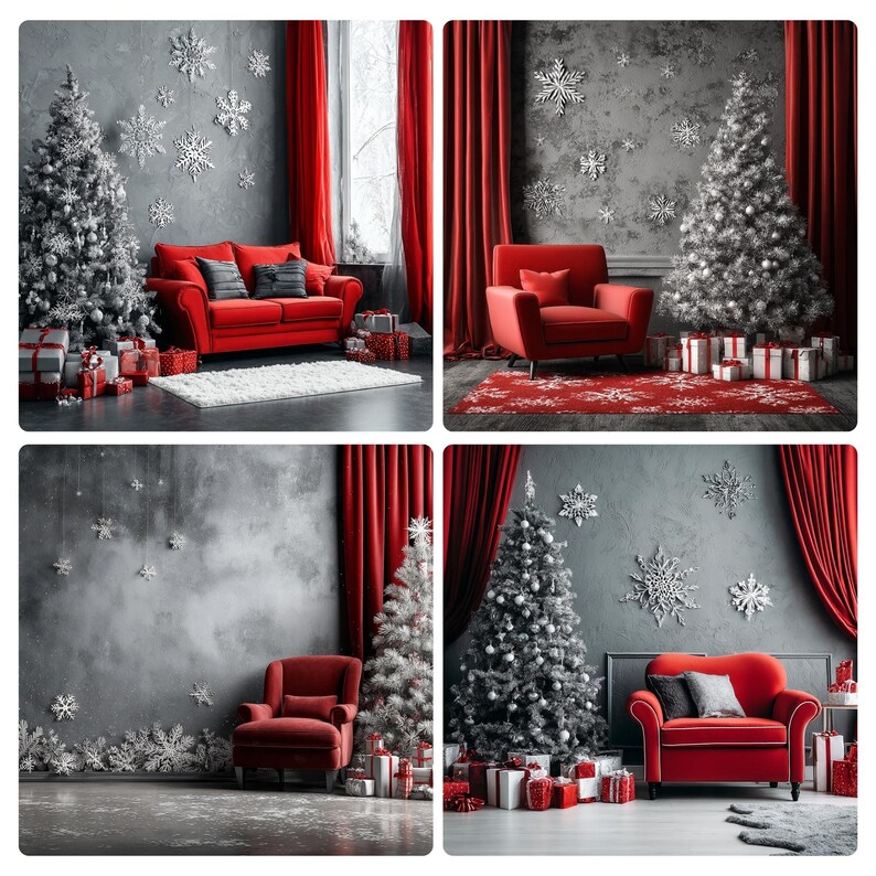Christmas Red Room Digital Backdrop: Winter Holiday Photography (JPG ...