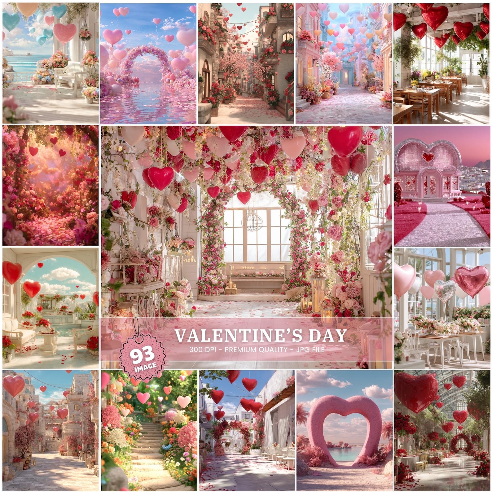 Romantic Valentine’s Day Digital Backdrops for Love Themed Designs - Etsy