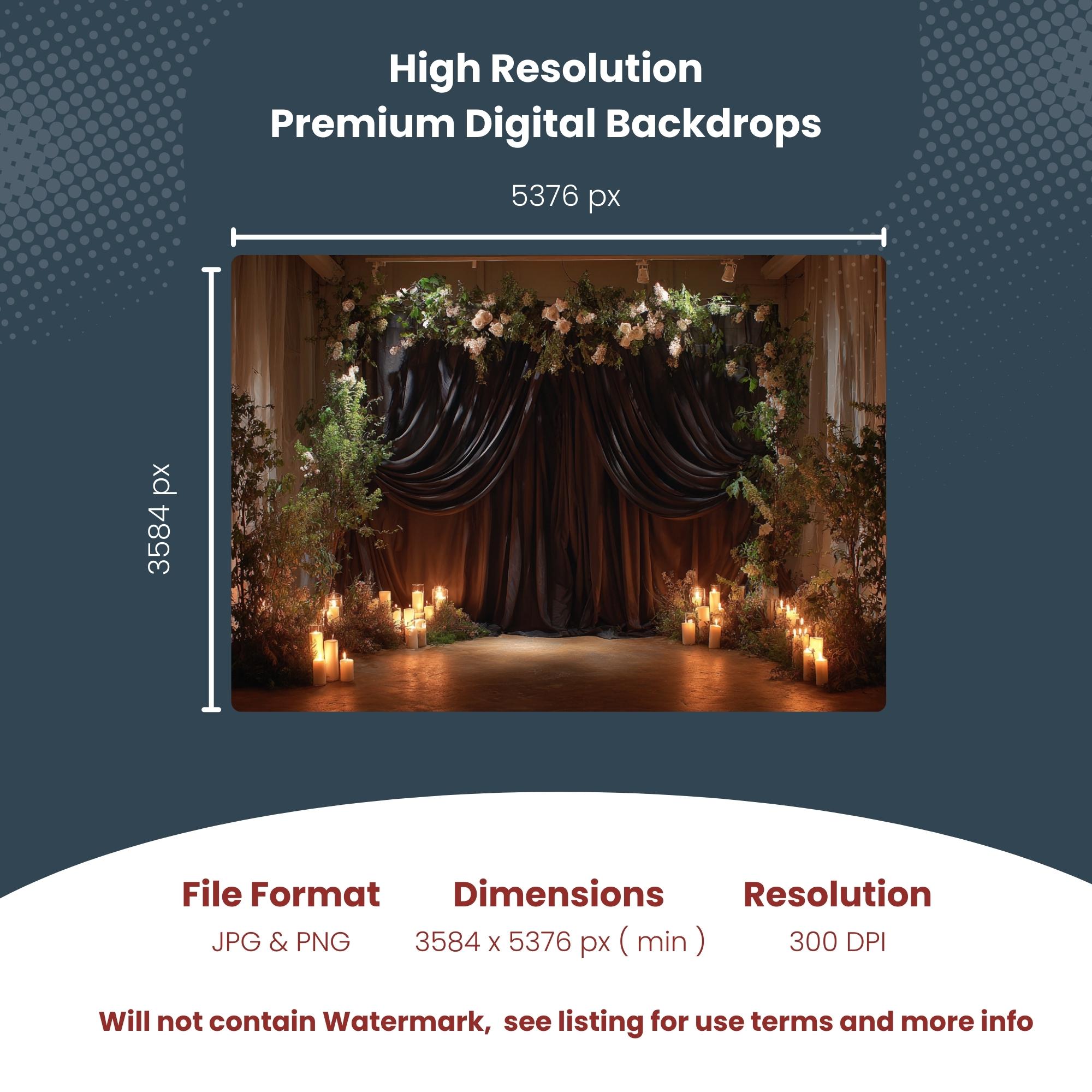 Midnight Black Wedding Backdrops | Romantic Elegant Event Background ...