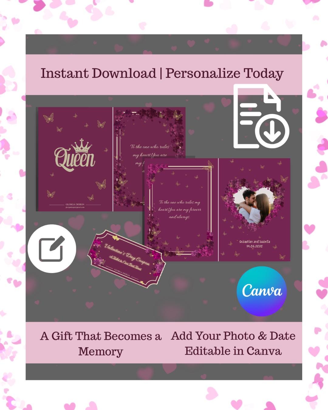 Editable Canva Valentine Card & Love Coupons | Personalized Romantic ...