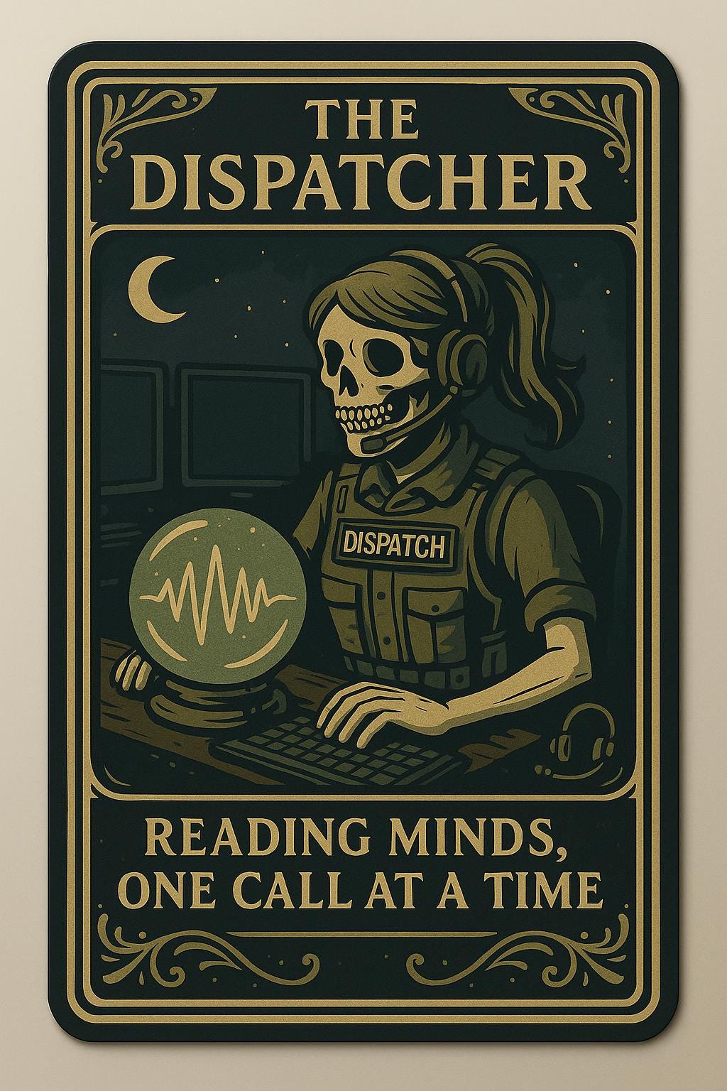 The Dispatcher Tarot Card Sticker | Dark Humor 911 Dispatcher Gift - Etsy