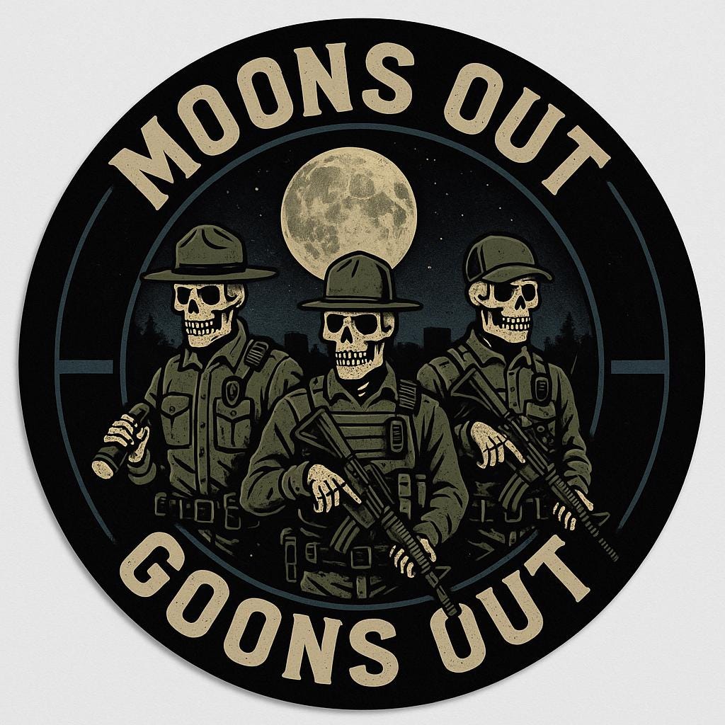 Moons Out, Goons Out | Skeleton Deputy Sticker - Etsy