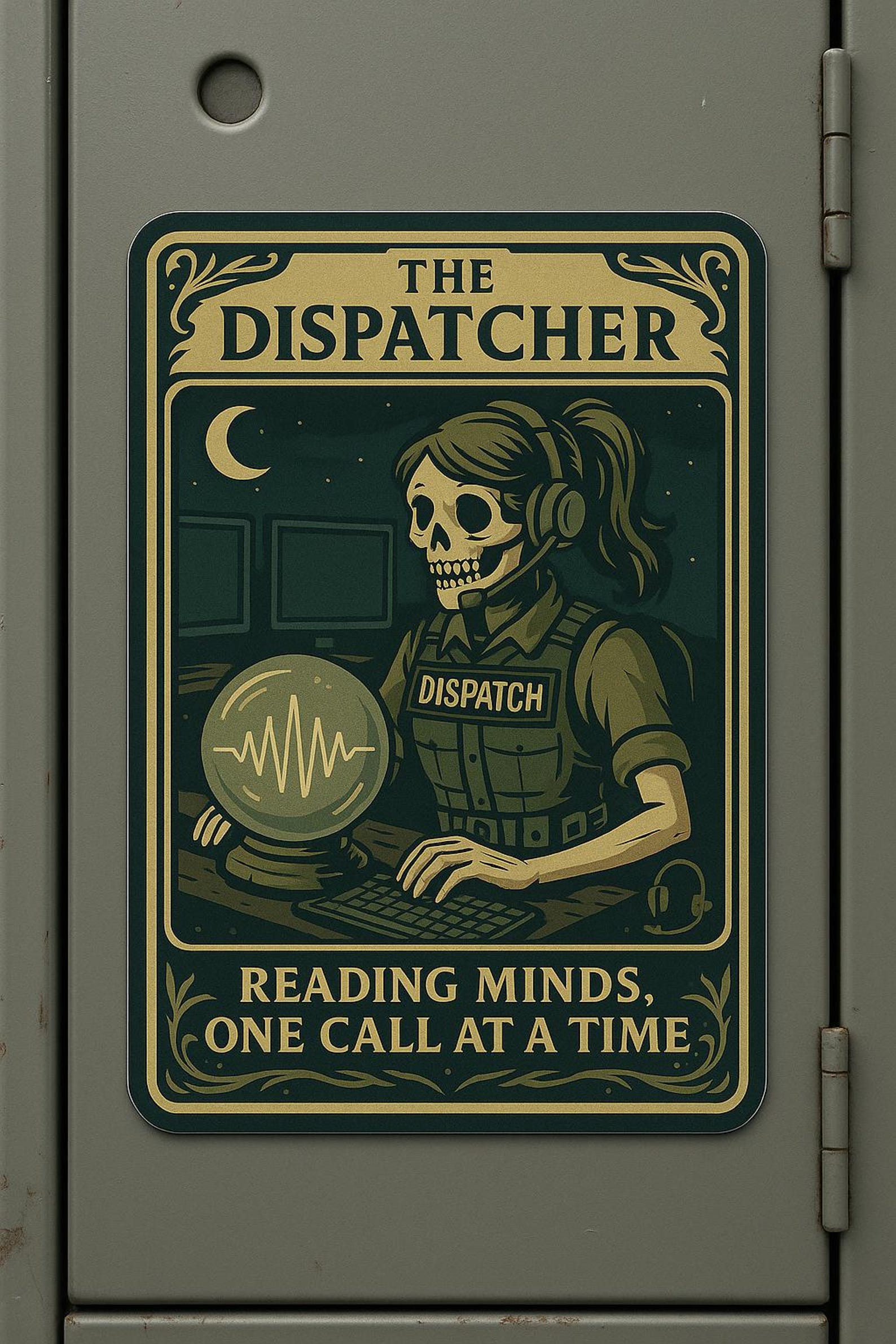 The Dispatcher Tarot Card Sticker | Dark Humor 911 Dispatcher Gift - Etsy
