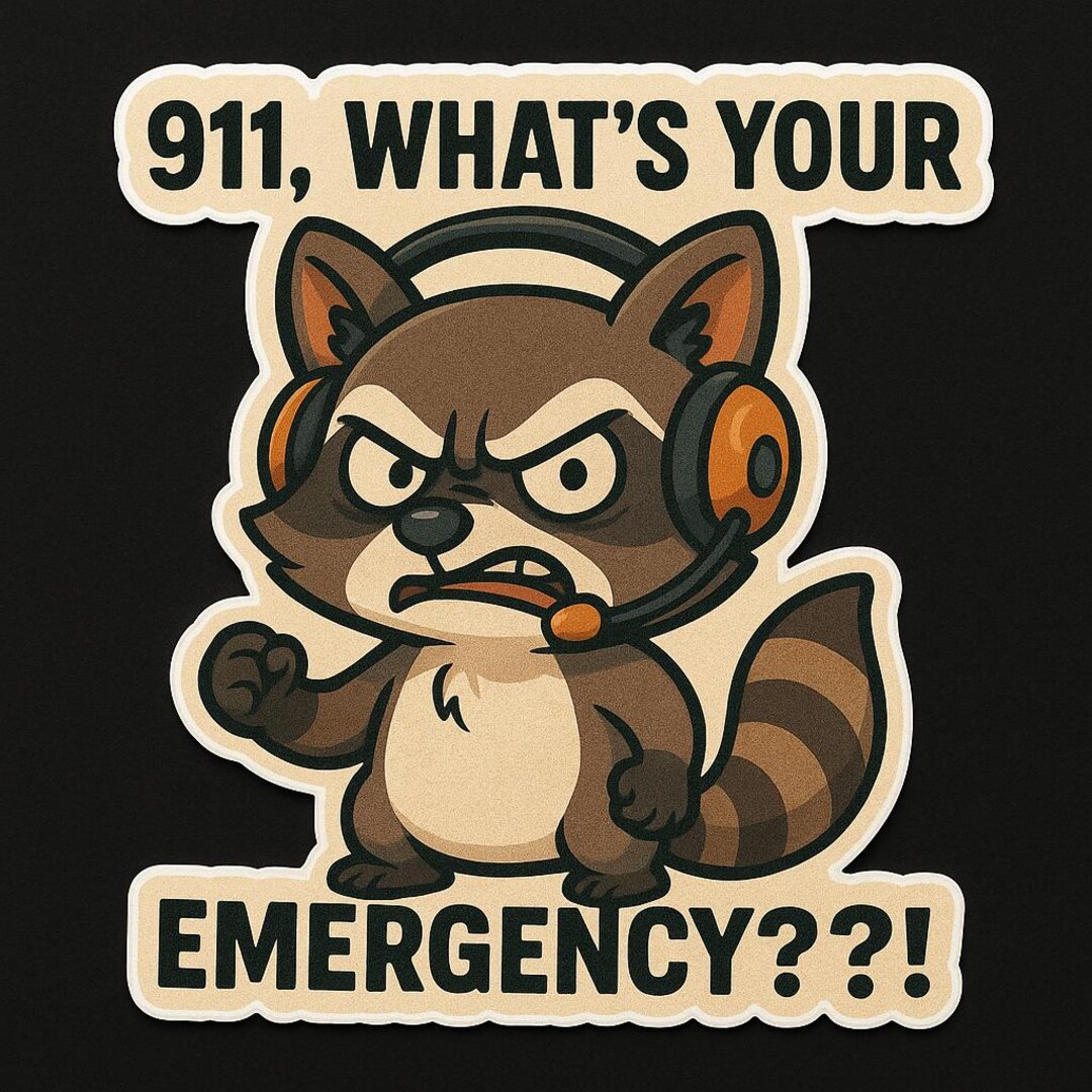 Angry 911 Raccoon Sticker: Dispatcher Humor, First Responder Gift - Etsy