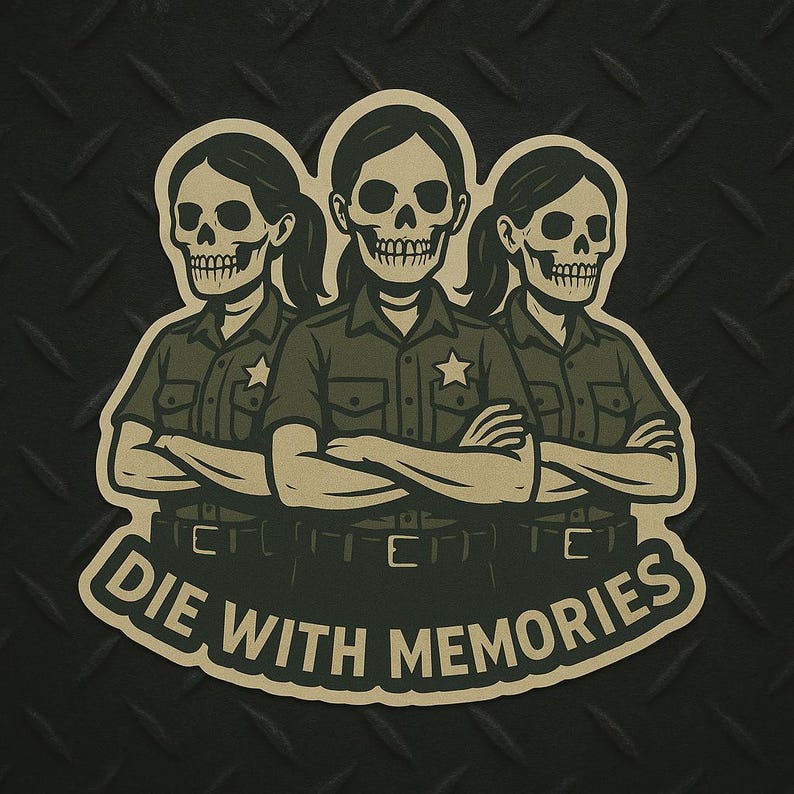 DIE WITH MEMORIES | Skeleton Deputy Sheriff Sticker | Dark Humor Law ...