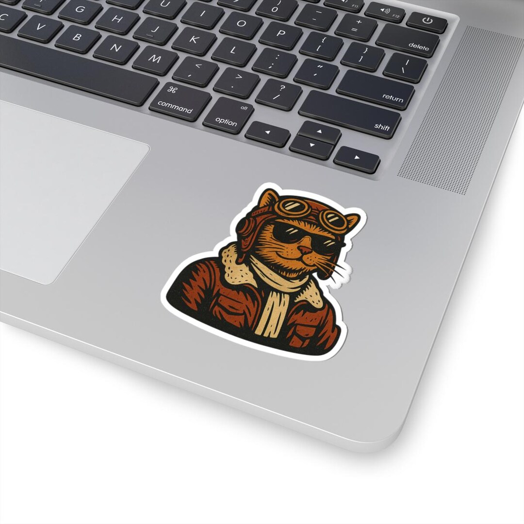 Aviator Pilot Cat Sticker Kiss-cut Stickers | Vintage Retro - Etsy