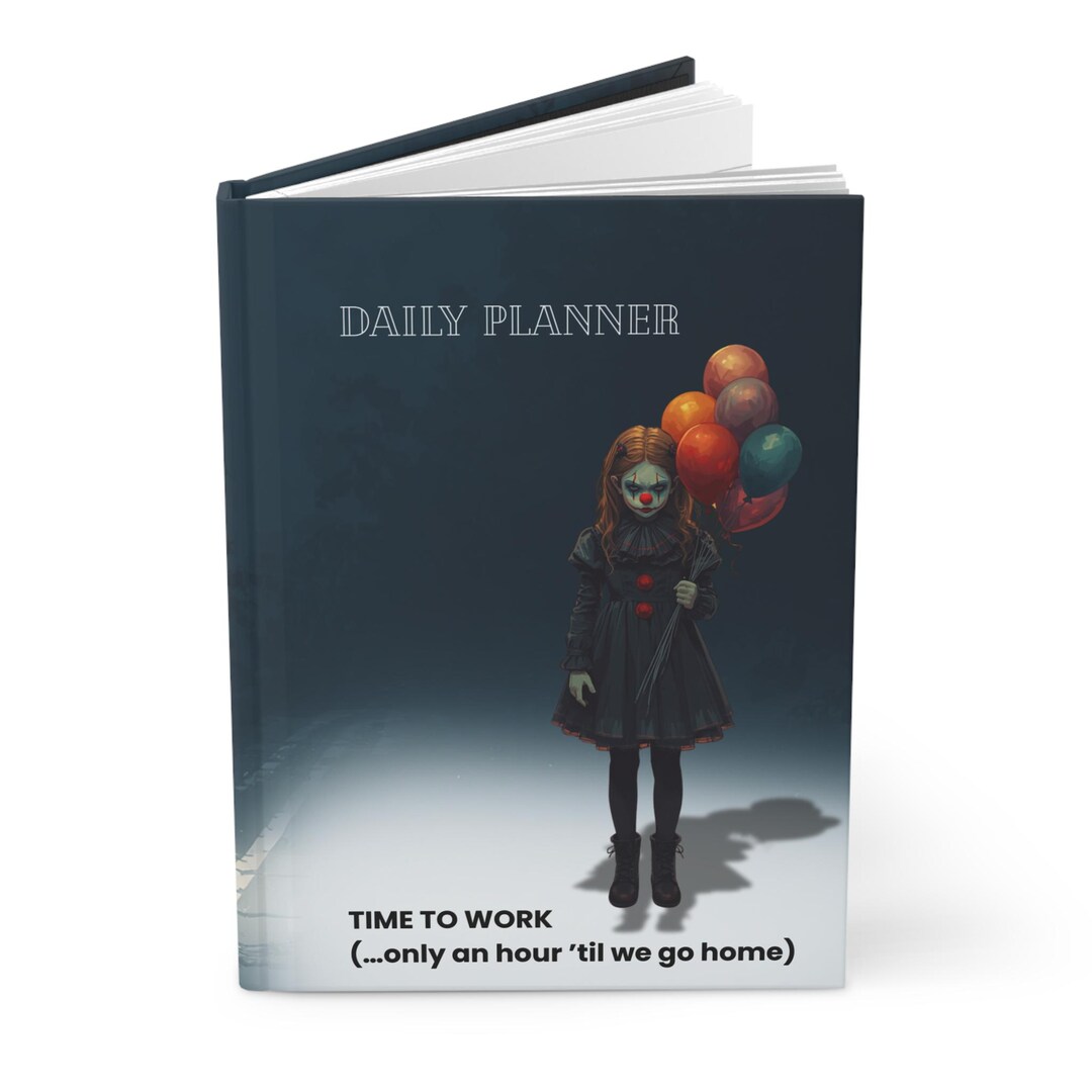 Creepy Clown Girl Balloons Journal | Hardcover Matte Notebook, 'time to ...