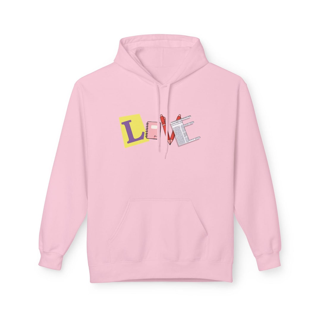 LOVE Block Letters Hoodie | Pink Vintage Lettering A Thoughtful ...