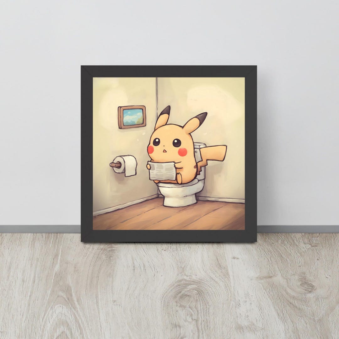 Chibi Pikachu Toilet Humor Wall Art Print - Instant Download | Funny ...