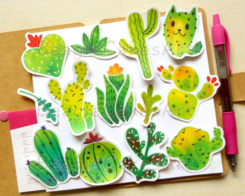 Cactus Stickers Plants Sticker Succulent Sticker Skateboard - Etsy