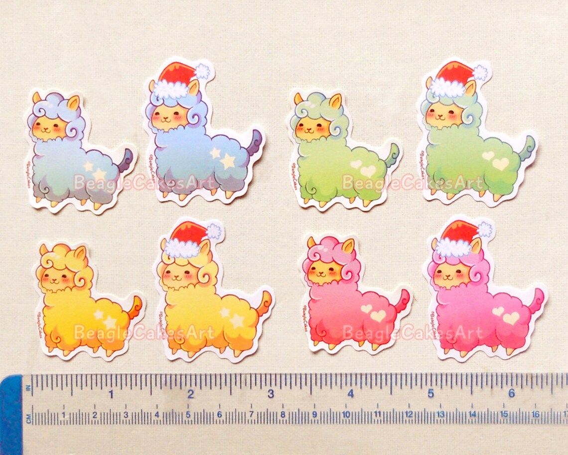 Alpaca Stickers. Kawaii Stickers. Llama Stickers. Christmas | Etsy
