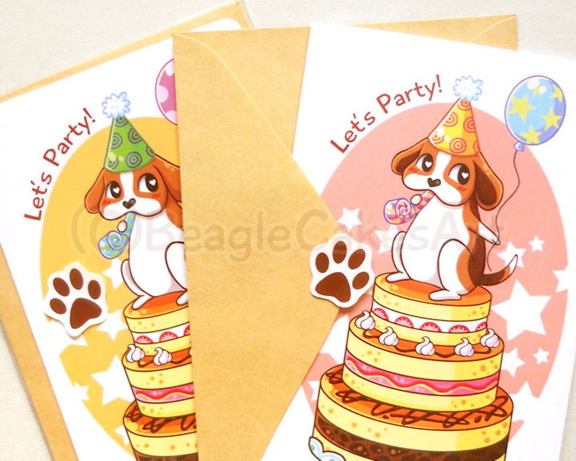 Happy Birthday Note Card. Cute Dog Card. Birthday Greeting | Etsy