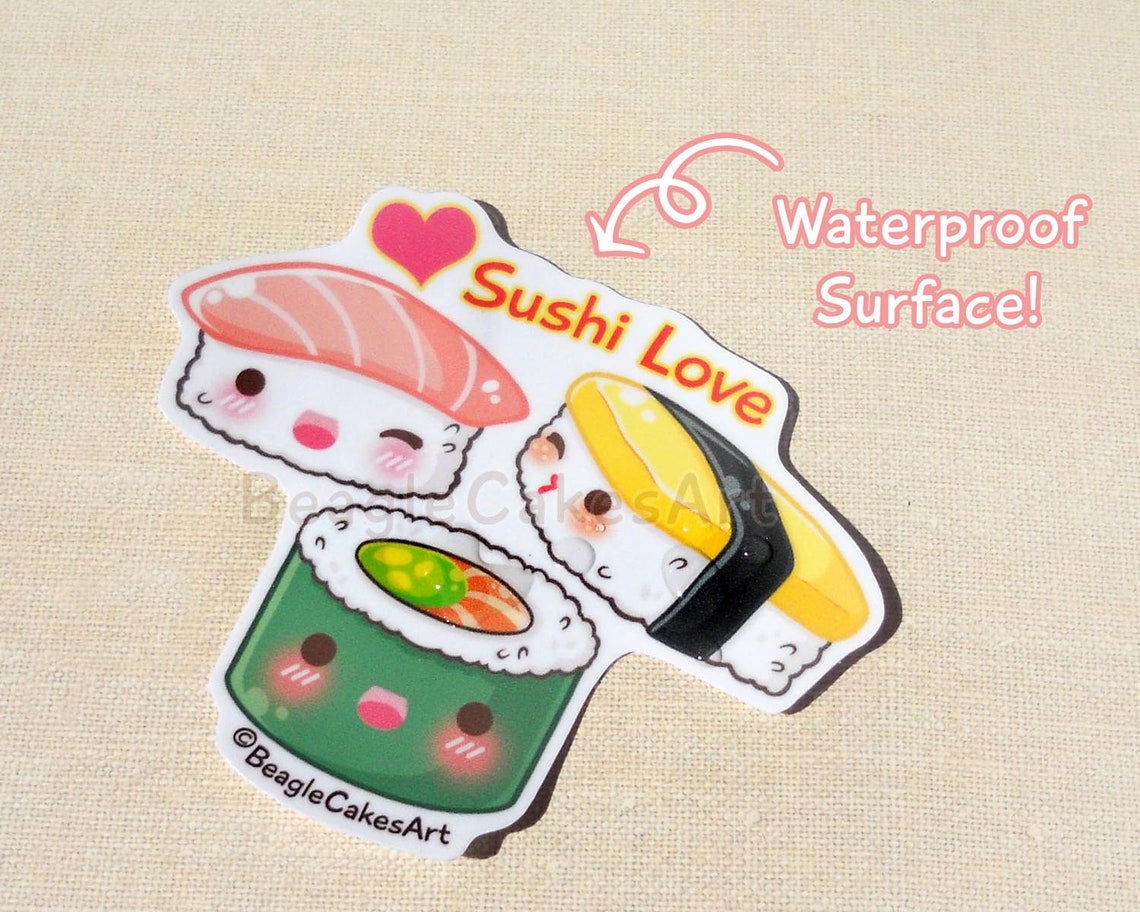 I Love Sushi Sticker Laptop Sticker Food Sticker Sushi | Etsy