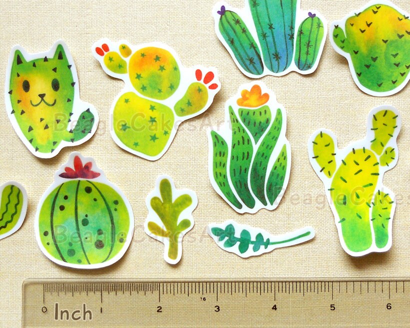Cactus Stickers Plants Sticker Succulent Sticker Skateboard - Etsy