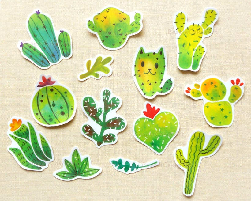 Cactus Stickers Plants Sticker Succulent Sticker Skateboard - Etsy