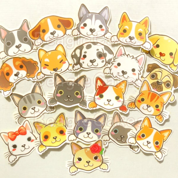 Cat and Dog Stickers - Etsy