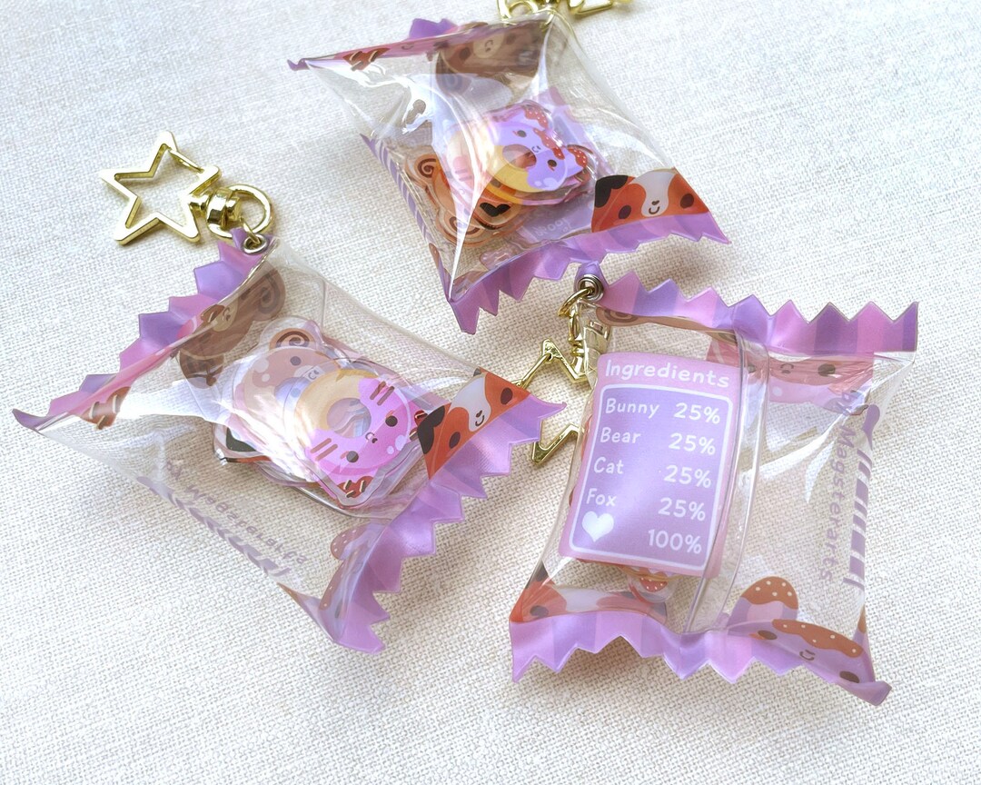Sweet Donuts Candy Bag Keychain, Cute Animals Keychain, Keyring, Bag ...