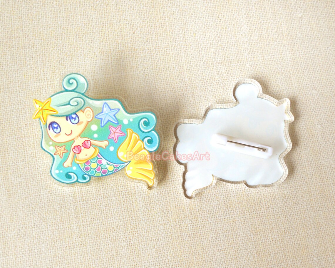 Mermaid Pin Acrylic Pin Enamel Pin Beach Accessory Mermaid - Etsy