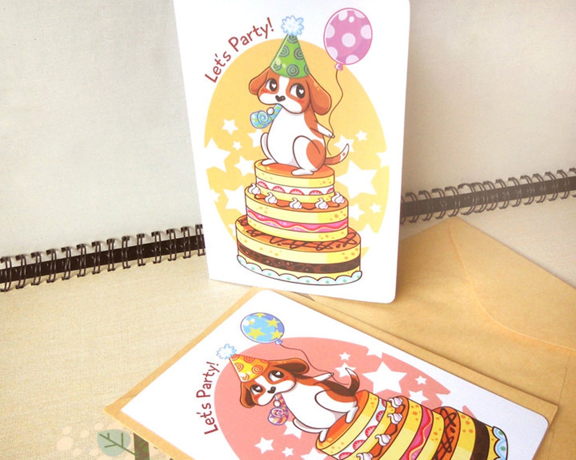 Happy Birthday Note Card. Cute Dog Card. Birthday Greeting | Etsy