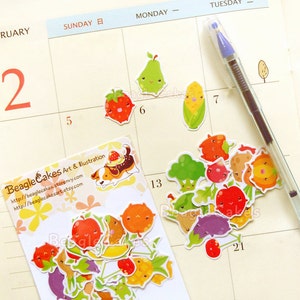 Fruits and Vegetables Stickers. 60 Pieces. Vegetarian Sticker. | Etsy