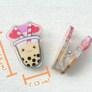Bubble Tea Acrylic Clip, Binder Clip, Paper Clips, Cute Bookmarks ...