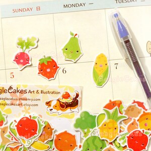 Fruits and Vegetables Stickers. 60 Pieces. Vegetarian Sticker. | Etsy