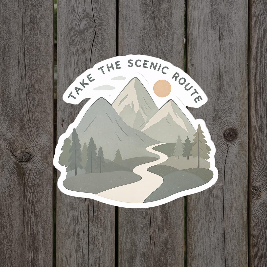 Take the Scenic Route Sticker • Mountain Landscape Vinyl Decal ...