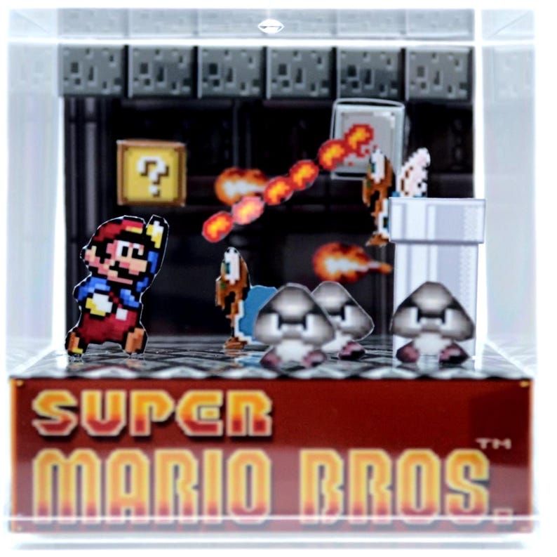 Handmade Super Mario NES Diorama Cube - Bowser Castle Diorama - Gamer ...
