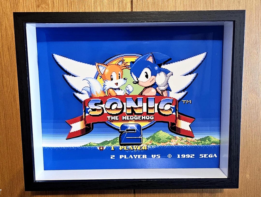 Sonic the Hedgehog 2 Shadow Frame | Retro Sega Wall Art | 3D Layered ...