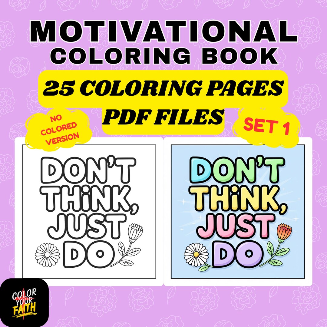 Motivational Coloring Book – 25 Printable Art Pages (digital Download ...