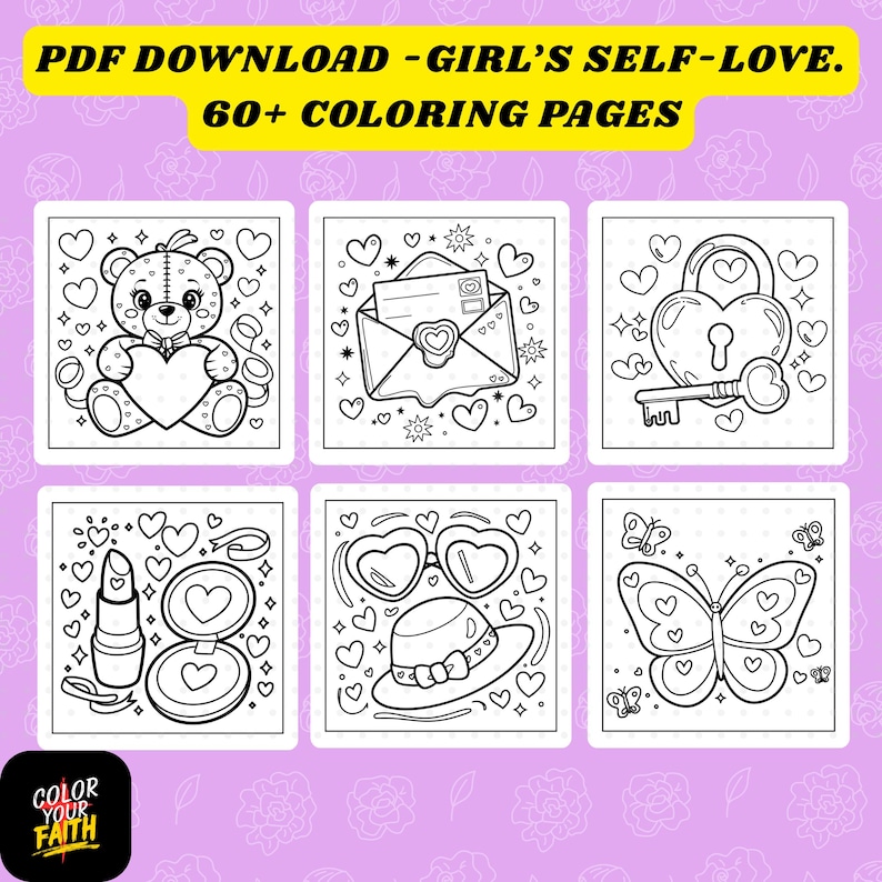 Self-love Coloring Pages | 60+ Bold & Easy Designs (digital Download ...