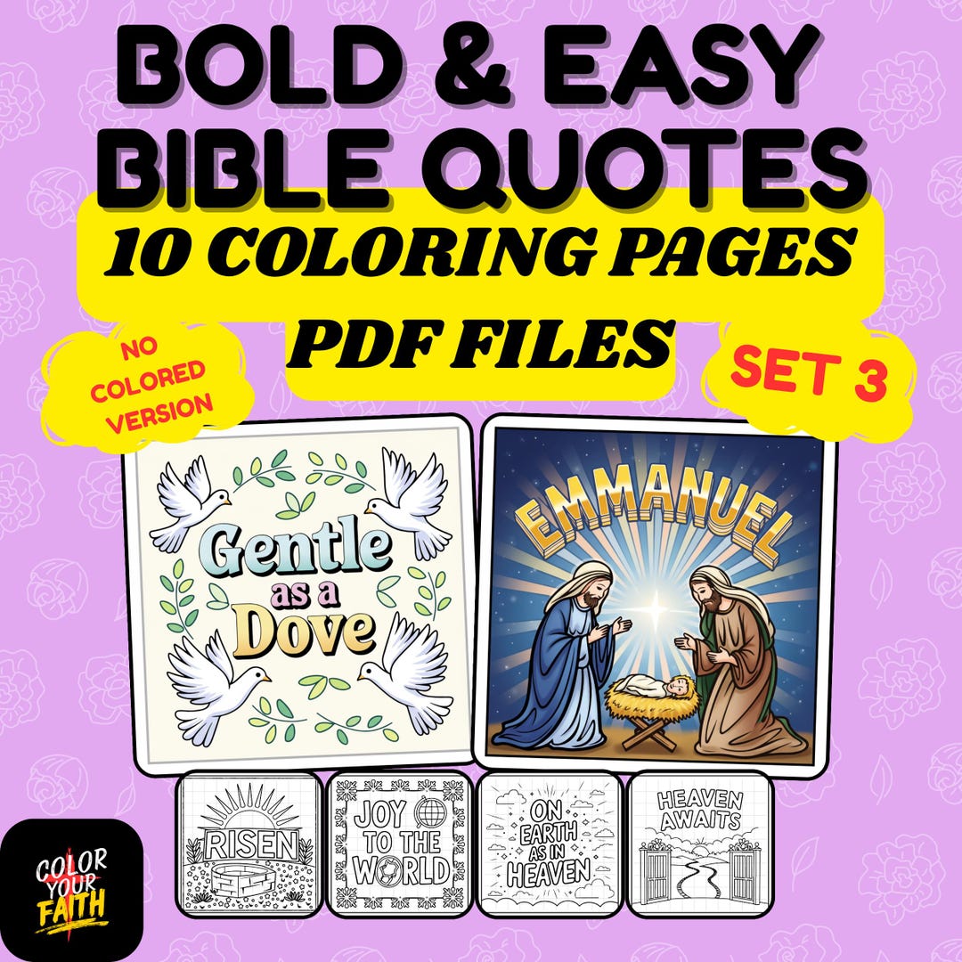 Bible Verse Coloring Pages | Christian Art [digital Download] Combo3 - Etsy