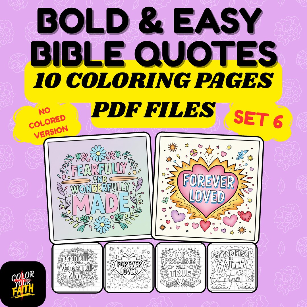 Faith Coloring Pages Bundle, Bible Verse Art (digital Download) Set 6 ...